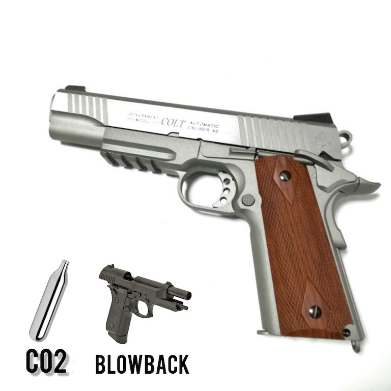 Colt 1911 Rail Gun stainless KWC/CYB CO2 Full Metal
