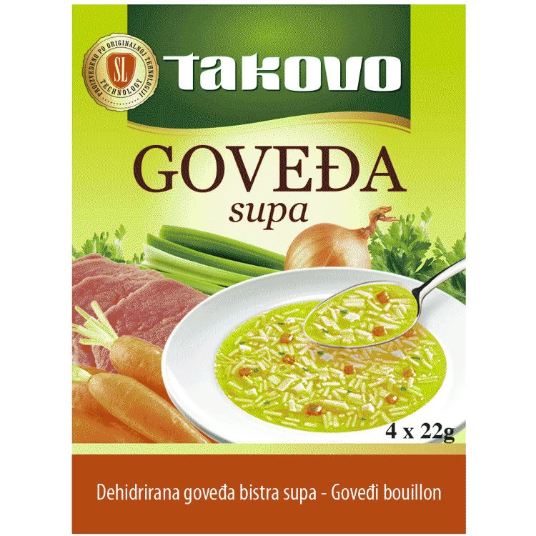 Goveđa Supa U Kocki Koncentrat Takovo 4x22gr u pakovanju od 24 komada