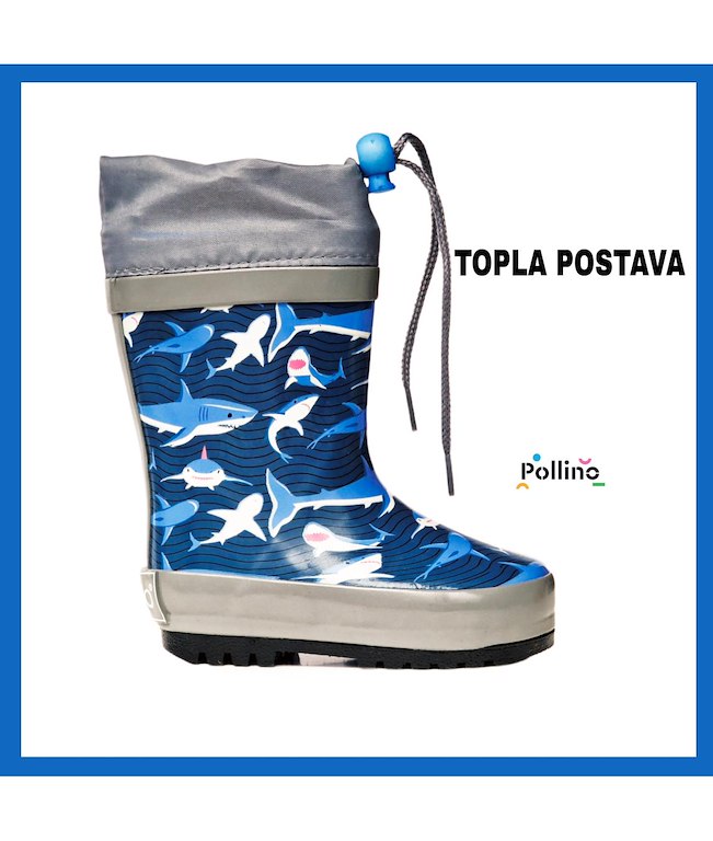 POLLINO GUMENE ČIZME - SHARK / GREY