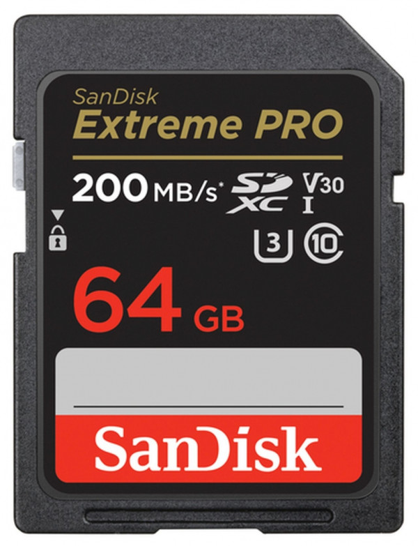 SanDisk SDXC 64GB Extreme Pro 200MB/s V30 UHS-I Class10 U3 V30