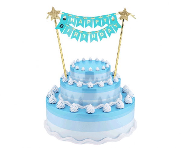 Toperi za tortu plavi Happy Birthday