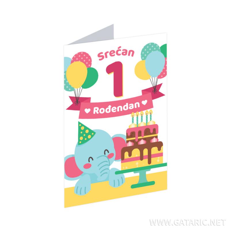 Čestitka "Srećan 1 Rođendan"