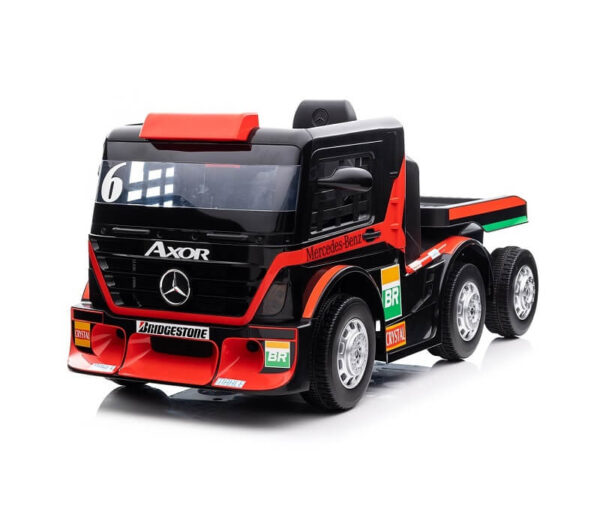 Licencirani kamion Axor sa prikolicom na akumulator 283 Mercedes Benz sa mekim gumama i kožnim sedištem – crveni