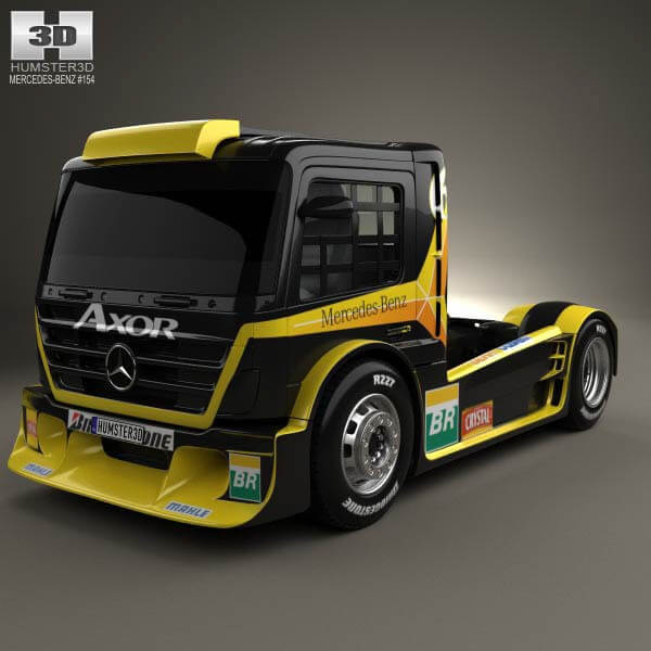 Licencirani kamion Axor sa prikolicom na akumulator 283 Mercedes Benz sa mekim gumama i kožnim sedištem – žuti