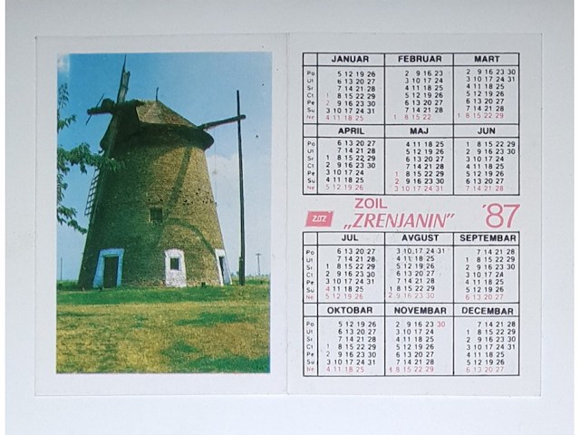 Džepni Kalendar `ZOIL` Zrenjanin Jugoslavija