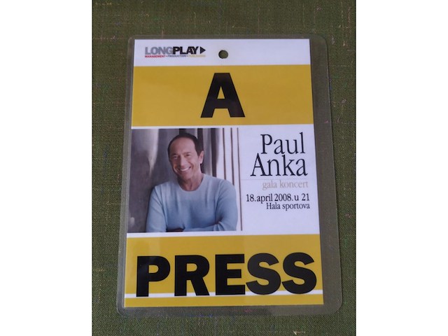 PAUL ANKA PRESS ULAZNICA PLASTIFICIRANA