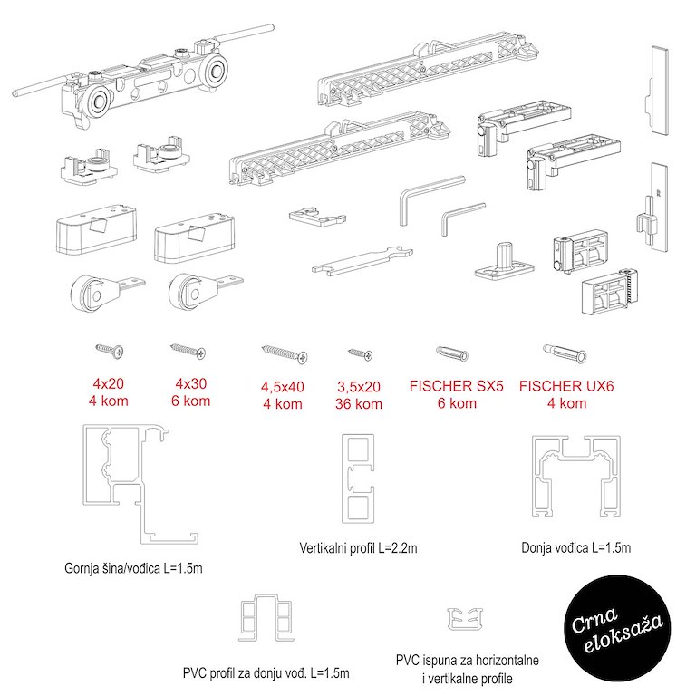 Magic 2 Frame kit 1.5x2.2m Crna