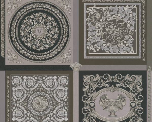 VERSACE HOME WALLPAPER «BAROQUE, BEIGE, BLACK, GREY, TAUPE» 387044