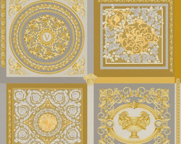 VERSACE HOME WALLPAPER «BAROQUE, BEIGE, GOLD, GREY, METALLIC» 387045