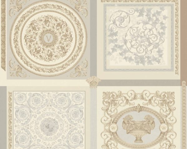 VERSACE HOME WALLPAPER «BAROQUE, BEIGE, GREY» 387042