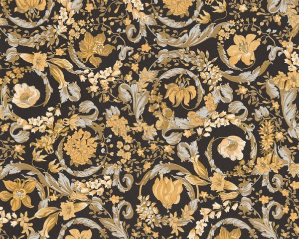 VERSACE HOME WALLPAPER «BAROQUE, BLACK, GOLD, METALLIC» 387065