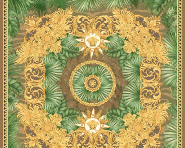 VERSACE HOME WALLPAPER «BAROQUE, BROWN, GOLD, GREEN, METALLIC» 387033