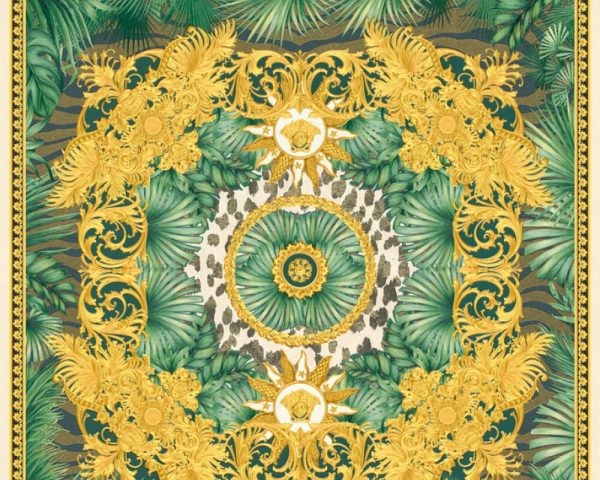 VERSACE HOME WALLPAPER «BAROQUE, CREAM, GOLD, GREEN, METALLIC» 387034