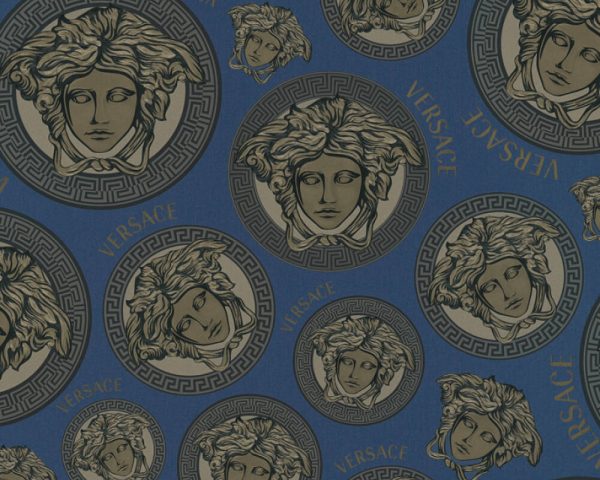 VERSACE HOME WALLPAPER «GRAPHICS, BLACK, BLUE, GOLD, METALLIC» 386113