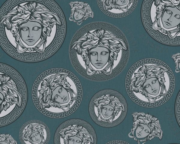 VERSACE HOME WALLPAPER «GRAPHICS, BLACK, BLUE, GREY, METALLIC» 386111