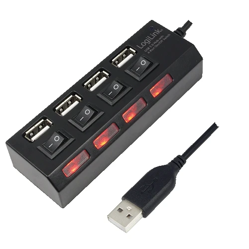 Logilink (UA0128) USB hub 4-portni On/Off crni