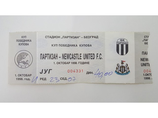 Partizan-Newcastle 1998 Jug