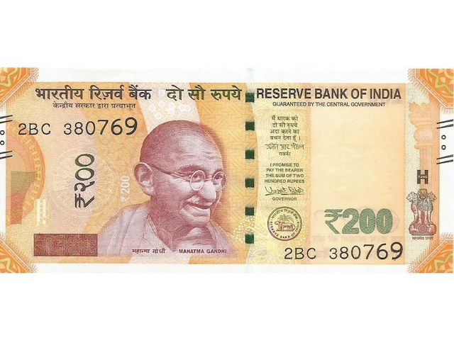 INDIA 200 Rupees 2017. UNC Mahatma Gandi