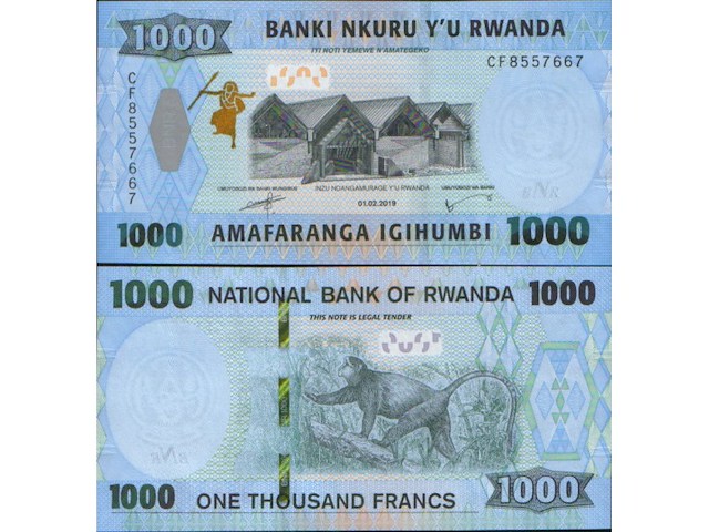 Rwanda 1000 Francs 2019. UNC.