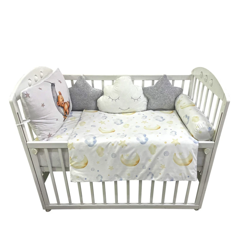 Textil bebi posteljina za krevetac Sanjalica, Siva