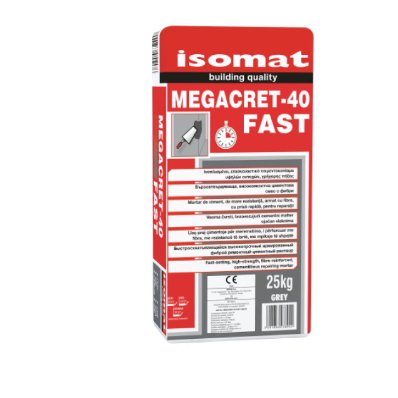 ISOMAT MEGACRET-40 FAST 25kg Brzovezujući, veoma čvrst reparaturni cementni malter, ojačan vlaknima