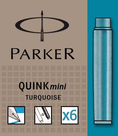 Patrone za penkalo mini QUINK tirkizna 1/6 Parker