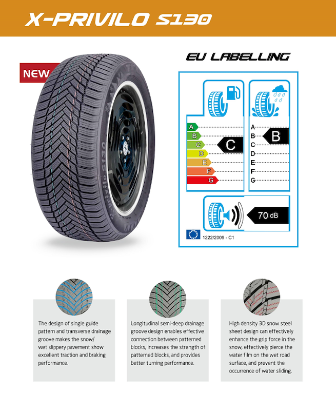 G185/60R14 82H X-Privilo S130 M+S TRACMAX