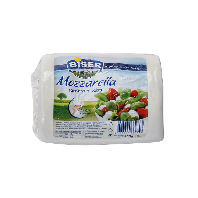 Biser mozzarella polutvrdi, punomasni sir 450g