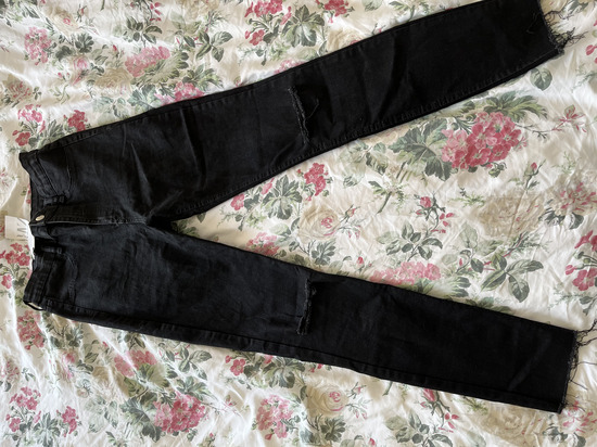 Zara crne slim farmerke visoki struk 40