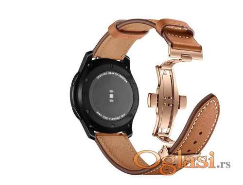 Kozni kais braon rose gold leptir kopca 20mm Samsung,Huawei watch