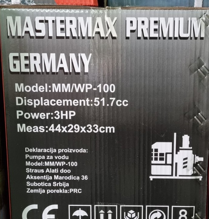 MASTERMAX Motorna pumpa za vodu 1col MM/WP-100