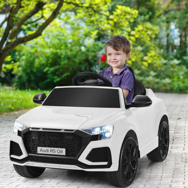 Auto za decu Audi RS Q8 LICENCIRANI sa mekim gumama i kožnim sedištem – beli, BJH518