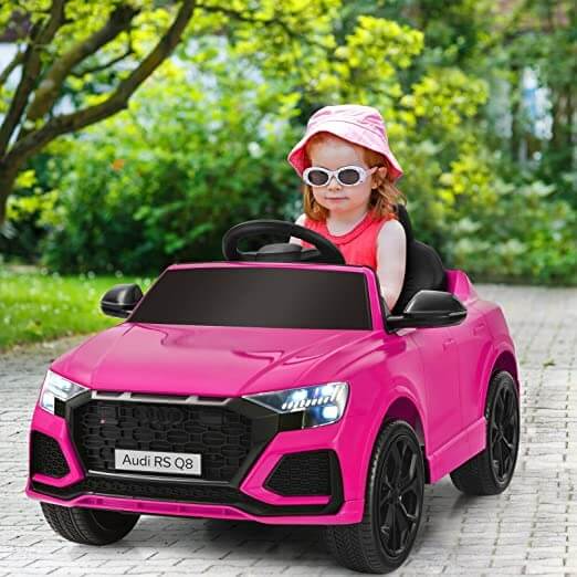 Auto za decu Audi RS Q8 LICENCIRANI sa mekim gumama i kožnim sedištem – roze, BJH518