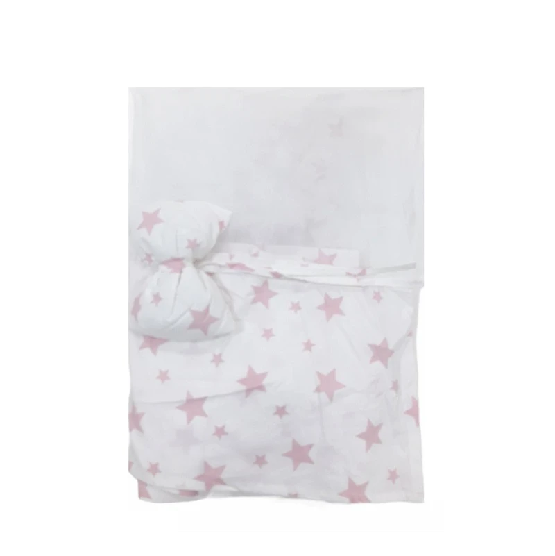Baldahin beli sa roze zvezdicama - baldahin za dečiji krevetić