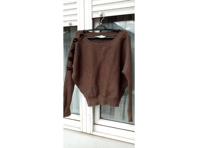 `ZARA` KNIT MASLINASTO ZELENI CROP DŽEMPER - NOVO S/M