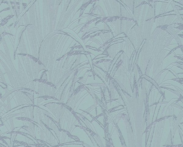 LIVINGWALLS WALLPAPER «COTTAGE, FLORAL, BLUE, METALLIC» 386004