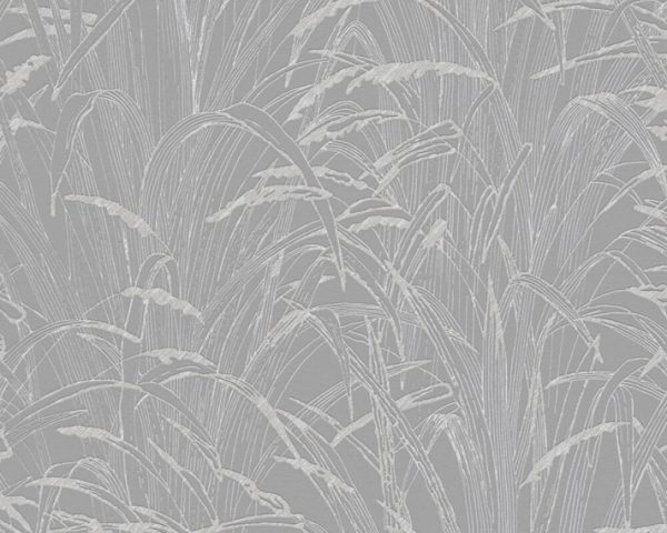 LIVINGWALLS WALLPAPER «COTTAGE, FLORAL, GREY, METALLIC, SILVER» 386001