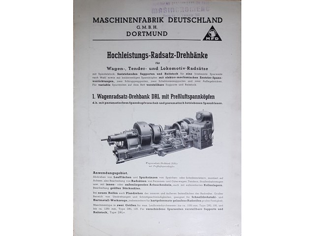 Brošura `FABRIKA MAŠINA` Dortmund Nemačka