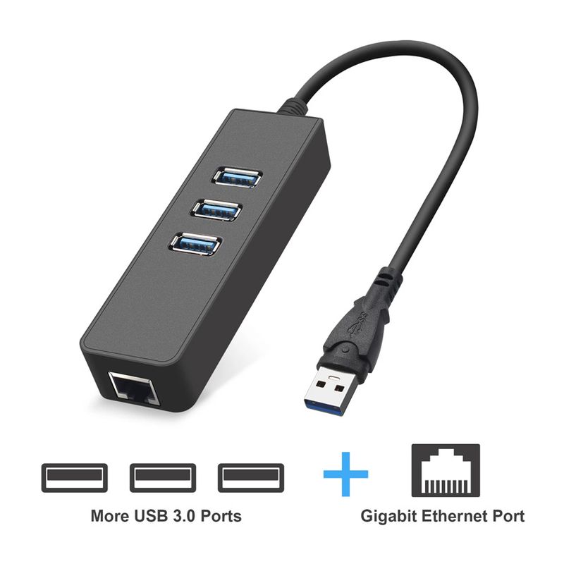 Adapter USB 3.0 na RJ45 i USB HUB 3 porta 2u1