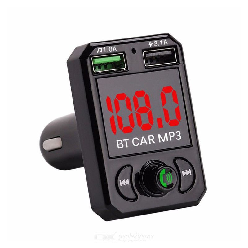 FM transmiter A6 USB TF Bluetooth 5.0, 12-24V handsfree crni