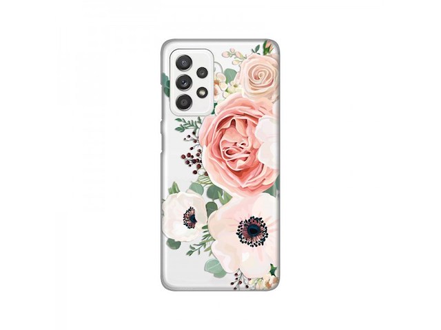 Maskica Silikonska Print Skin za Samsung A525F/A526B/A528B Galaxy A52 4G/A52 5G/A52s 5G Luxury Pink Flowers