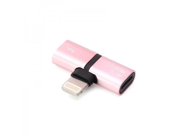 Adapter za slusalice I punjenje W2 iPhone lightning roze