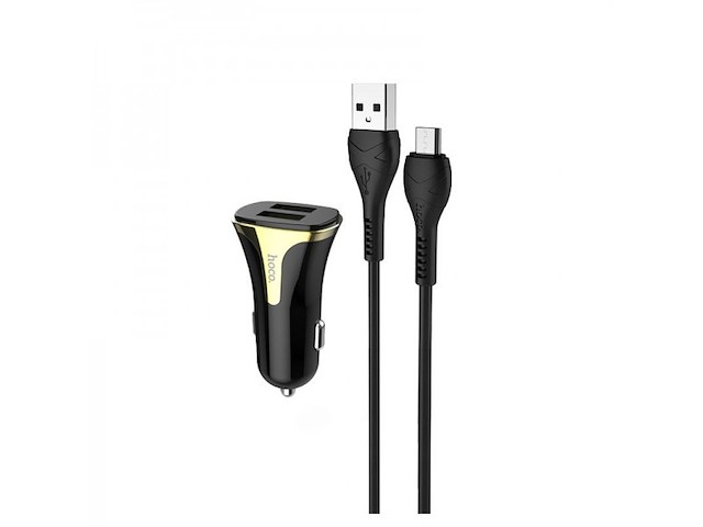 Auto punjac HOCO Z31 QC3.0 2xUSB sa micro USB kablom crni