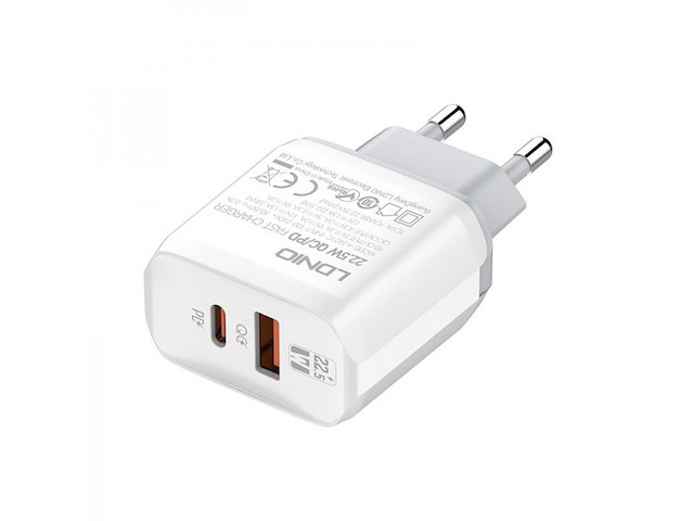 Kucni punjac LDNIO A2421C 22.5W PD + Fast Charger sa Type C na iPhone lightning kablom beli