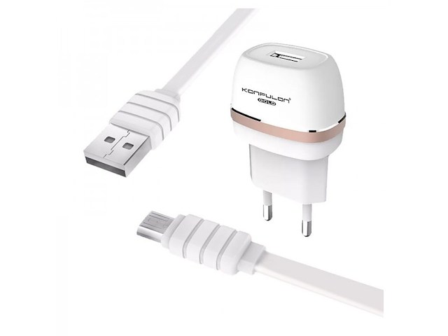 Kucni punjac KONFULON C25+S02 5V 1A sa micro USB kablom beli