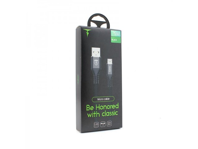 Data kabl T-phox Jagger T-M814 Micro USB 2.4A crni 1m