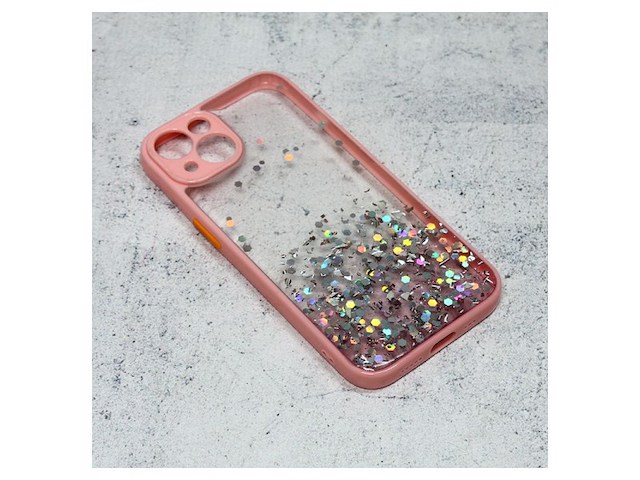 Maskica Frame Glitter za iPhone 13 6.1 roze