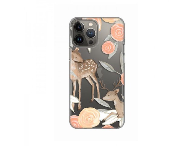 Maskica Silikonska Print Skin za iPhone 13 Pro Max 6.7 Flower Deer