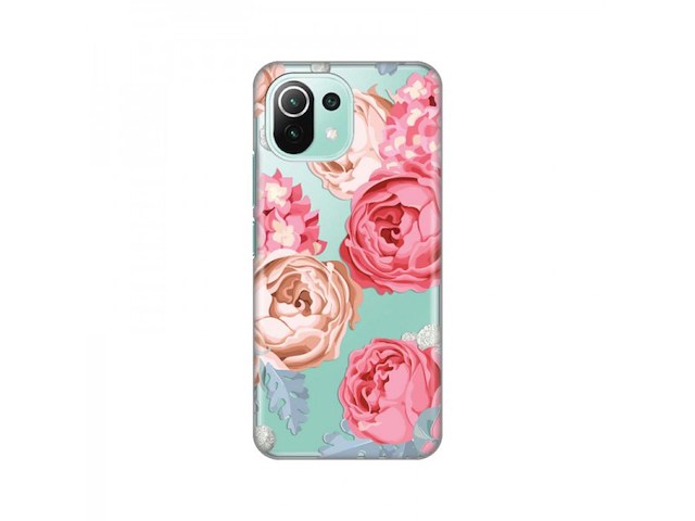 Maskica Silikonska Print Skin za Xiaomi Mi 11 lite Pink Flower