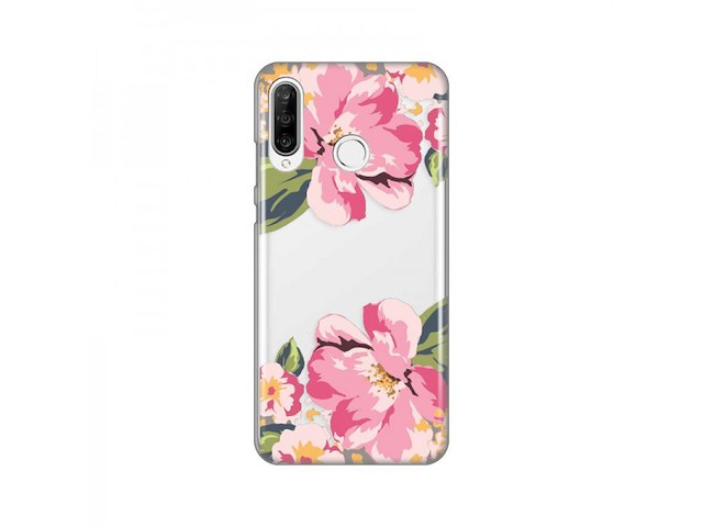 Maskica Silikonska Print Skin za Huawei P30 Lite Pink Flower